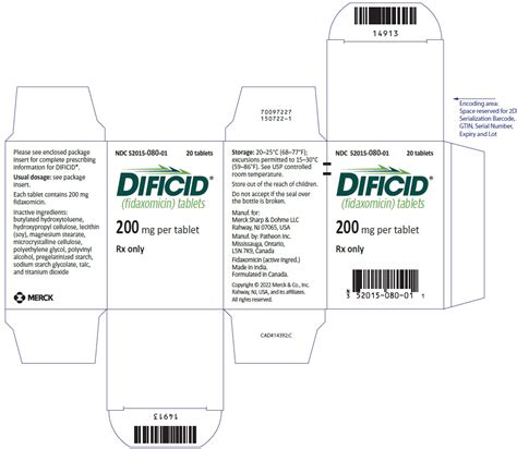 Dificid Merck Sharp And Dohme Llc Fda Package Insert
