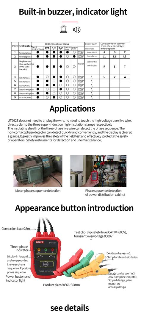 Uni T Non Contact Phase Sequences Detector Ut262e Breakpoint Finder Po