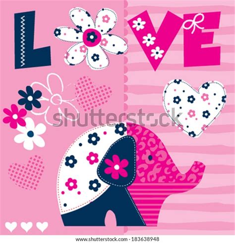 Cute Patchwork Elephant Pattern Vector Illustration Stock Vector Royalty Free