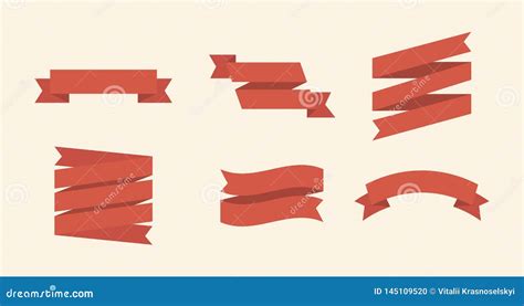 Ribbons Set Of 6 Bunners Colorful Set Ribbin Flat Design Graphic
