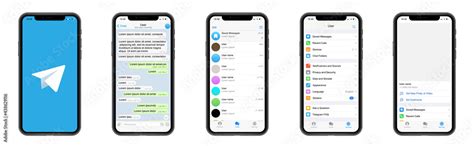 Telegram Mockup Telegram Logo Set Telegram Screen Social Media And