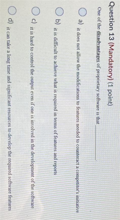 Solved Question 13 Mandatory 1 ﻿point One Of The