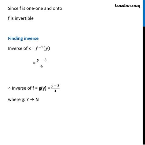Example 17 Let F X 4x 3 Where F N Y Show F Is Invertible