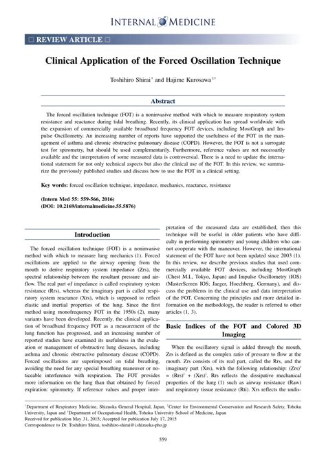 Pdf Clinical Application Of The Forced Oscillation Technique