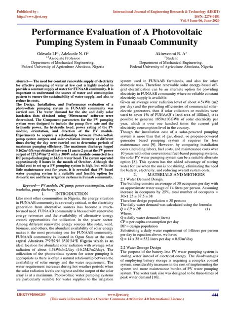 Performance Evaluation Of A Photovoltaic Pdf Solar Power Photovoltaics