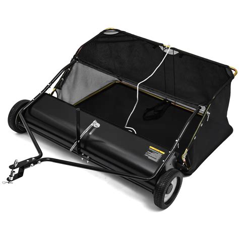 Yitamotor 42 Tow Behind Lawn Sweeper Pull Grass Large Hopper Black For