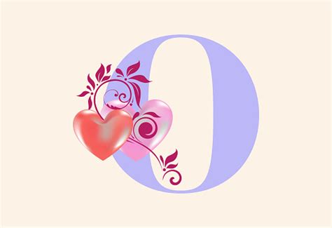 심장 기호가있는 꽃 O 모노그램 문자 식물 요소가있는 초기 알파벳 디자인에 대한 스톡 벡터 아트 및 기타 이미지 디자인