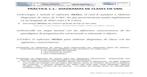 Poo Practica 1 1 Diagramas De Clases En Uml · Poo ‐ Practica 1‐1 ‐ Diagramas De Clases En