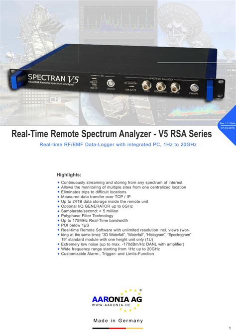 PDF Real Time Remote Spectrum Analyzer V5 RSA Series 2018 1 23 Real Time Remote
