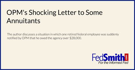 Opms Shocking Letter To Some Annuitants