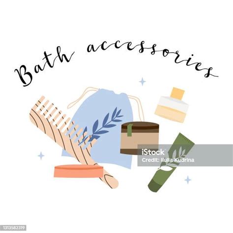 욕실 액세서리 목욕 용품 치과 청소 도구 천연 스킨 케어 유기농 화장품 제로 폐기물 욕실 재사용 가능한 제품 친환경 라이프스타일 벡터 플랫 만화 일러스트레이션 감소에 대한