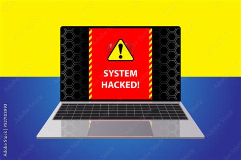 System Hacking With Info Message Concept Malware Penetration Virus Data Leakage Threat System