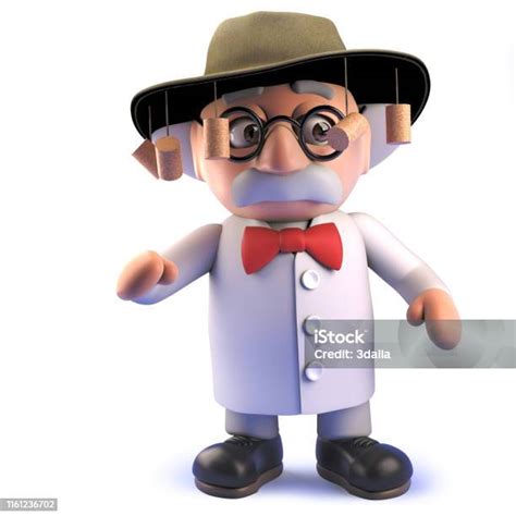 호주 부시 모자를 쓰고 3d에서 만화 미친 과학자 캐릭터 과학에 대한 스톡 사진 및 기타 이미지 과학 과학자 교사 교육 관련 직업 Istock