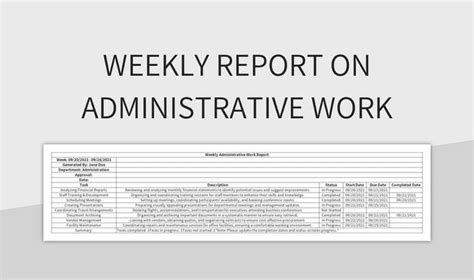 Improving Administrative Efficiency Weekly Report Excel Template