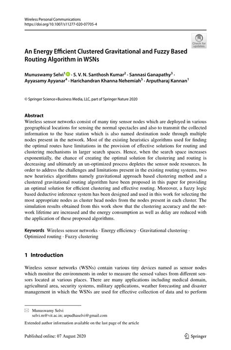 Pdf An Energy Efficient Clustered Gravitational And Fuzzy Based Routing Algorithm In Wsns