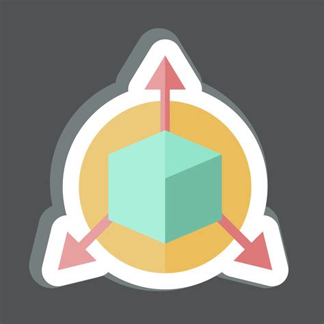 Sticker Three Dimensional Object Related To 3d Visualization Symbol Simple Design Editable