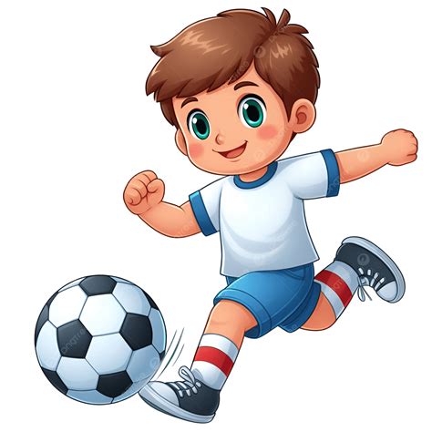 Niño De Dibujos Animados Pateando Un Balón De Fútbol Png Dibujos Un