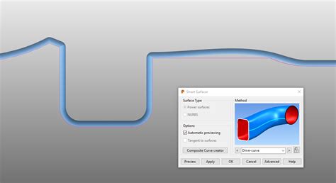 smart surfacer drive curve cross section not following drive curve contour in powershape