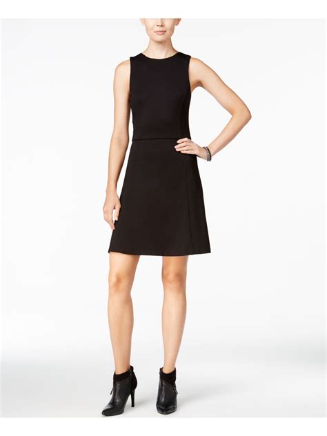Bar Iii Womens Black Sleeveless Jewel Neck Above The Knee Sheath Dress