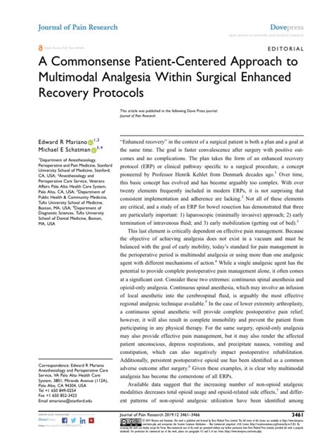 a commonsense patient centered approach to multimodal analgesia pdf