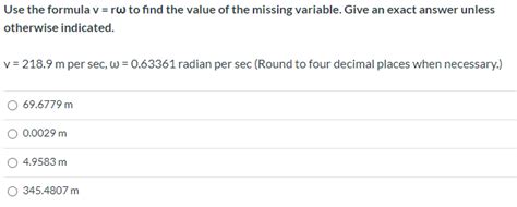 Solved To Find The Value Of The Missing Variable Give An Chegg Com