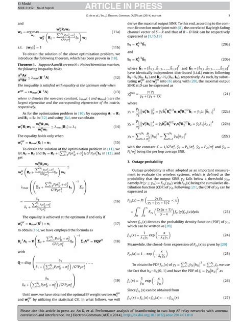 Pdf Performance Analysis Of Beamforming In Two Hop Af Relay Networks With Antenna Correlation