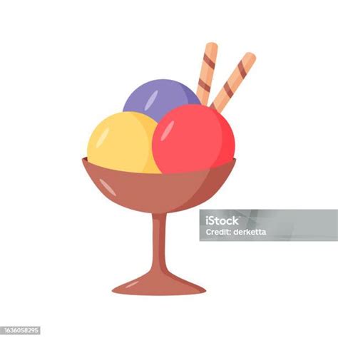 크리머와 바구니에 담긴 아이스크림 여름 상쾌한 디저트의 벡터 그림입니다 카페 레스토랑 메뉴의 아이콘입니다 흰색에 단색이