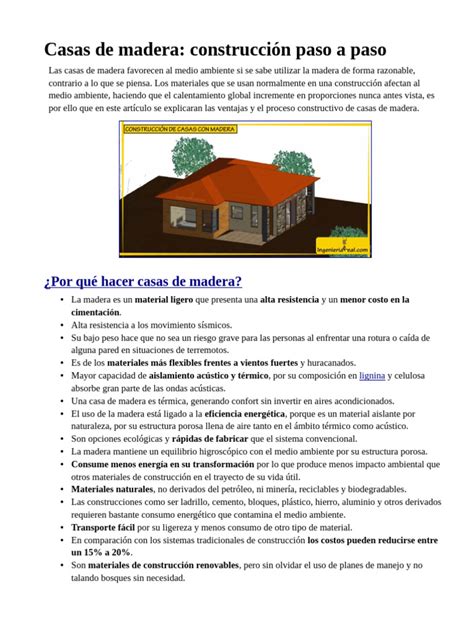 Casas De Madera Construcción Paso A Paso Pdf Pulgada Madera