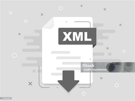 레이블이 있는 Xml 아이콘 파일을 다운로드 합니다 문서 개념을 다운로드 합니다 비즈니스 마케팅 및 광고를 위한 배너입니다 벡터 일러스트입니다 다운로드에 대한 스톡 벡터
