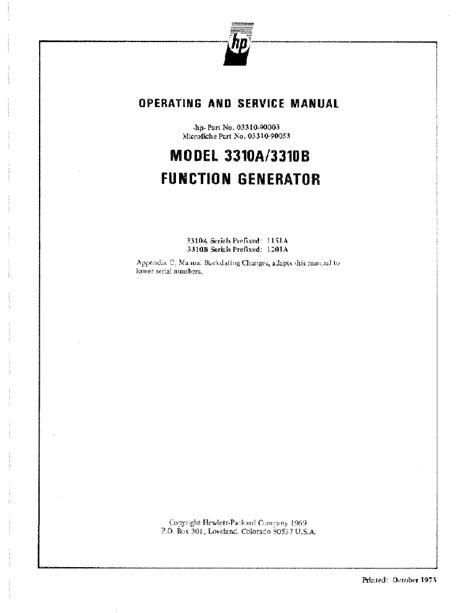Business And Industrial Test Equipment Manuals And Books Hewlett Packard Ops And Service Manual W