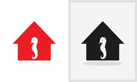 씨 호스 하우스 로고 디자인 바다 말 컨셉 벡터가 있는 홈 로고 바다 말 과 홈 로고 디자인 건물 외관에 대한 스톡 벡터 아트 및 기타 이미지 Istock