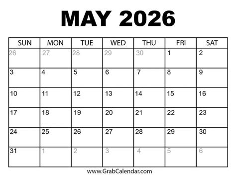 May 2026 Calendar