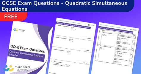 Quadratic Simultaneous Equations Exam Questions Gcse Maths Free