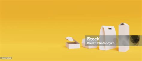 종이 식품 포장 옵션 주황색 배경에 3d 렌더링 모형 제품 패키지 재활용 및 재사용 가능한 카톤 도시락 상자에 대한 스톡 사진 및 기타 이미지 Istock