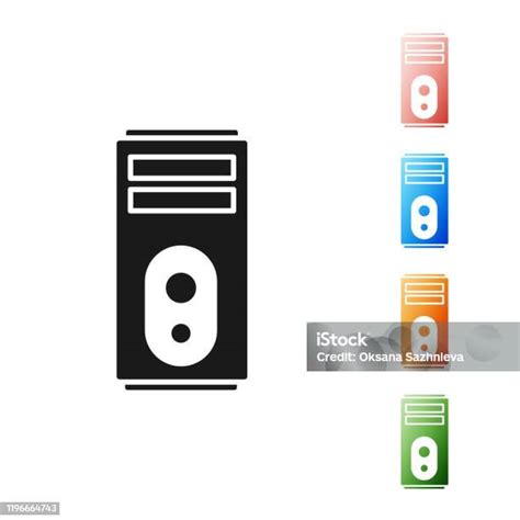 흰색 배경에 격리 된 검은 색 컴퓨터 아이콘입니다 Pc 구성 요소 기호입니다 다채로운 아이콘을 설정합니다 벡터 일러스트레이션 0명에 대한 스톡 벡터 아트 및 기타 이미지