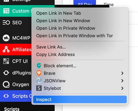 color admin menu items code dplugins