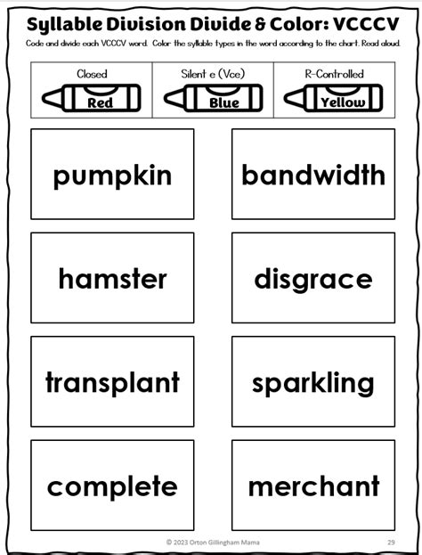 Orton Gillingham Vcv Syllable Division Worksheets Worksheets Library