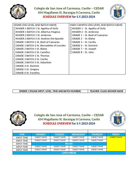 Master File Scheduling Template Pdf