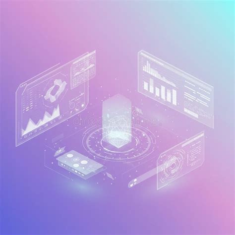 futuristic digital interface featuring translucent screens displaying various data stock