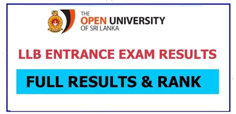Llb Degree Entrance Exam Results Released 2021 Ousl Ceylon Vacancy