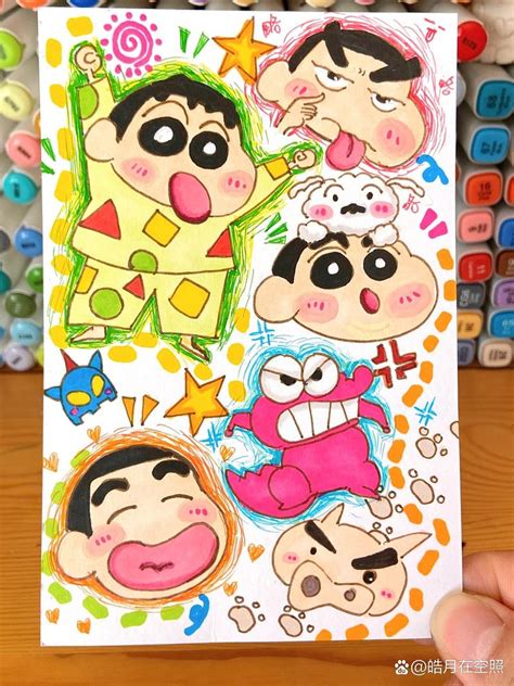 蜡笔小新简笔画家族合照简单（汇总16张） 简笔画图片大全