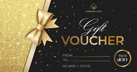 럭셔리 상품권 황금 활이 있는 우아한 상품권 기프트 카드 쿠폰 템플릿입니다 프로모션 또는 전단지 제공 고객에 대한 스톡 벡터 아트 및 기타 이미지 Istock
