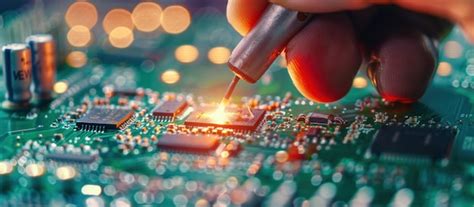 Soldering On A Circuit Board Premium Ai Generated Image