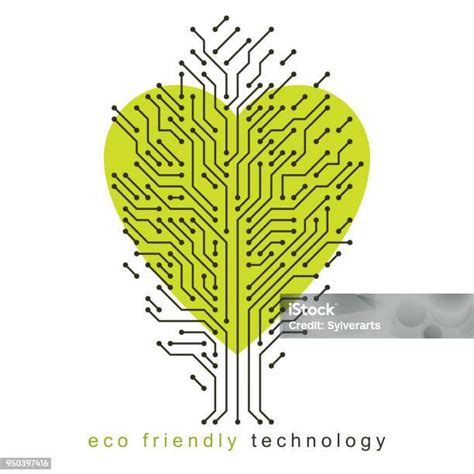 사랑 하는 지점으로 라인 메쉬를 사용 하 여 심장의 모양에 디지털 트리 아트 벡터 그림 기술 및 자연 균형 개념입니다 일러스트레이션에 대한 스톡 벡터 아트 및 기타 이미지