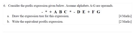 Solved 6 Consider The Prefix Expression Given Below Assume