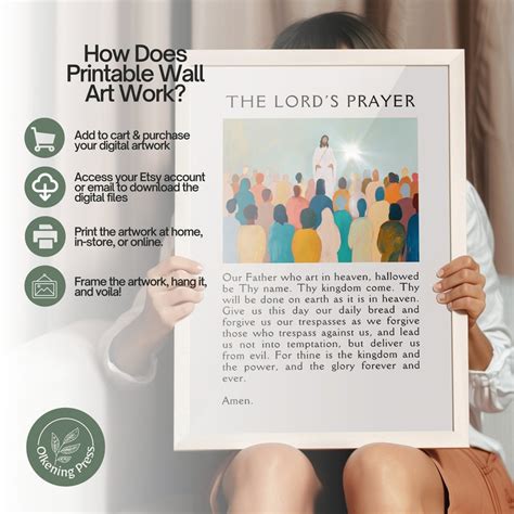 The Lords Prayer Art Print Minimalist Christian Poster Digital