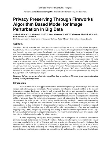 pdf privacy preserving through fireworks algorithm based model for