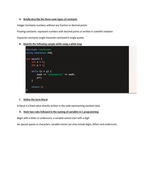 C Programming Constants And Variables Guide Pdf