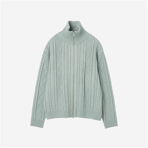 밀로 아카이브 뉴 프레즐 니트 집업 민트 그레이 Millo Archive Kream