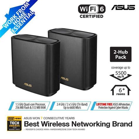 Jual Asus Zenwifi Ax Xt8 Ax6600 Whole Home Tri Band Mesh Wifi 6 System Black Di Seller Asus